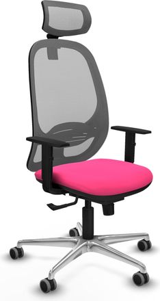 Piqueras y Crespo Schreibtischstuhl in Rosa mit 1D-Armlehnen, h&ouml;henverstellbarer Lendenwirbelst&uuml;tze und h&ouml;henverstellbarem Kopfteil, Grau/Rosa