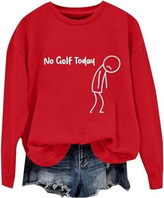 Generic Sweat-shirt basique &agrave; manches longues et col rond pour femme - Confortable et d&eacute;contract&eacute; - Pull &agrave; col rond, Rouge, XXL