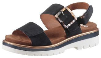 Ara Plateausandaletten ARA MALAGA, Damen, Gr. 36, blau (dunkelblau), Ziegenveloursleder, Schuhe Riemchensandale Sandale, Plateausandale, Klettschuh in Beq
