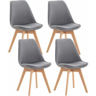 Clp Réglez 4 chaises à manger en bois clair et siège de tissu différentes couleurs colore : Gris clair