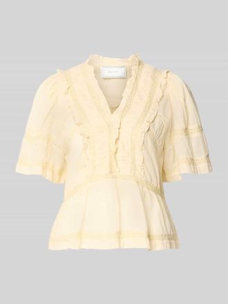 Neo Noir Blusenshirt mit V-Ausschnitt und R&uuml;schen Modell Evienne