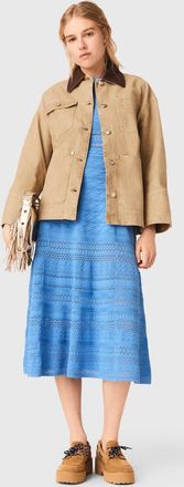 Maje Jeansjacke Mit Plissee Am R&uuml;cken - Beige - Maje