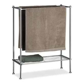 Relaxdays argent Porte, chrome, 3 barres, surface rangement salle de bain, support serviettes, 79x64x26 cm, fer, polystyr&egrave;ne, 79 x 64 x 26,5 cm