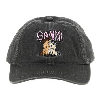 Ganni Femme, Accessoires, Noir, Taille: ONE Size Casquette en toile de coton d&eacute;lav&eacute;e