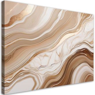 Feeby Tableau d&eacute;co Abstraction de marbre brun et or 100x70
