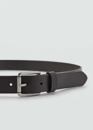 Mango Ceinture en cuir &agrave; boucle carr&eacute;e marron - Homme - 100 - MANGO MAN
