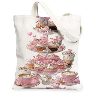 Generic Sacs fourre-tout en toile &agrave; motif floral pour dessert, sacs d&eacute;picerie r&eacute;utilisables, vintage, &eacute;l&eacute;gants, l&eacute;gers et lavables, p&ecirc;che, 13x15 Inch