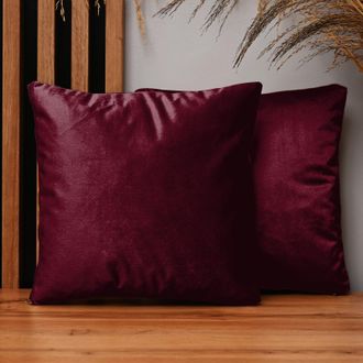 MG Design 2er Set Kissenbez&uuml;ge 35 x 35 cm in Rot - mit Rei&szlig;verschluss, samtig-weich, fein & dicht, pflegeleicht