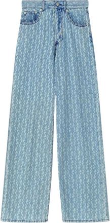 Dries Van Noten Femme, Jeans, Bleu, Taille: W28 Jean large imprim&eacute;