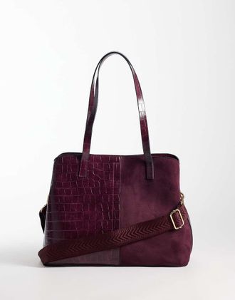 Accessorize Schultertasche mit geteiltem Design und Crossbody-Tr&auml;ger aus Webbing in Burgunderrot