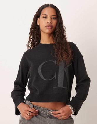 Calvin Klein Jeans Pull avec grand logo - Noir