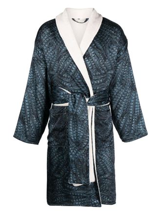 Roberto Cavalli peignoir &agrave; imprim&eacute; graphique - Bleu