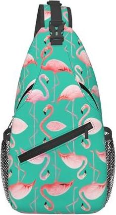 Generic L&eacute;ger Sacoche Tactique Art du flamant Roses Sac &agrave; Bandouli&egrave;re Antivol Sling Sac &agrave; Dos pour Camping Randonn&eacute;e Cyclisme