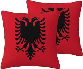 Generic Patriotic Zierkissenbezug Albania Flagge Kissenbezug Jahrgang Albania Flagge Dekorative Kissenbezug Double-Sided Pattern Kissenh&uuml;lle F&uuml;r Couch Sofa Be