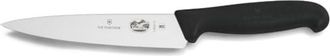Victorinox by Swiss Army Fibrox Couteau de chef, Large couteau universel pour fruits et l&eacute;gumes, 15 cm, Lame lisse, Tranchant, Inox, Noir