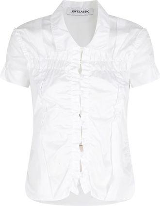 Low Classic LOW Classic, Femme, Blouses et Chemises, Blanc, Taille: 38 FR Chemise Manches Courtes Fronc&eacute;e