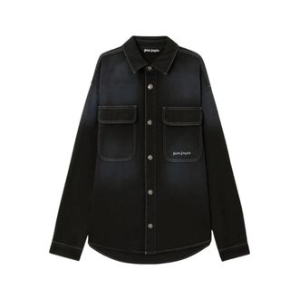 Palm Angels Classic Logo Loose Denim Shirt - - Shirts - Herren - Schwarzk - S