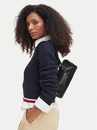 Tommy Jeans Handtasche Tjw Bold Script Shoulder Barrel AW0AW19055 Schwarz