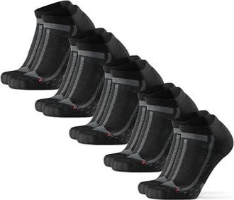 Danish Endurance Chaussettes Courtes de Running Longue Distance, Respirantes & Anti-Ampoules, Homme Femme, 5 Paires, Noir/Gris, 43-47