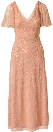 Adrianna Papell Abendkleid Bead Mesh Flutter Dress Fein detailliertes und m&uuml;helos romantisches Perlenkleid