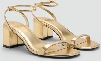 Mango Sandales lani&egrave;re &agrave; talon bloc or - Femme - 35 - MANGO