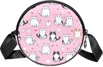Generic Sac &agrave; bandouli&egrave;re rond pour femme, petit sac &agrave; bandouli&egrave;re avec fermeture &eacute;clair, bretelles r&eacute;glables, sac &agrave; main rond d&eacute;contract&eacute; pour femmes et fill