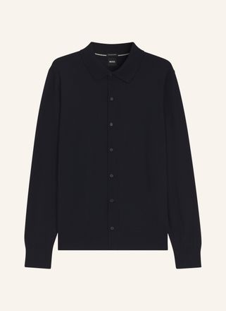 HUGO BOSS Strickjacke H-Helbert Regular Fit blau