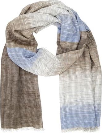 Lindenmann mens scarf light 100% organic cotton blue-brown