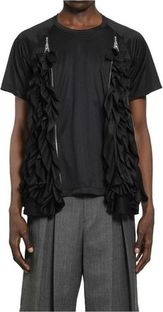 Comme Des Gar&ccedil;ons Homme, Tops, Noir, Taille: L T-Shirt en jersey de polyester &agrave; volants