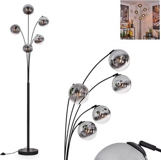 HOFSTEIN Stehleuchte Gastor, Stehlampe aus Metall/Glas in Schwarz/Chromfarben/Rauchfarben(Klar, Leuchte im modernen Design mit Schirmen aus Glas (Ø 15cm) u. Fu