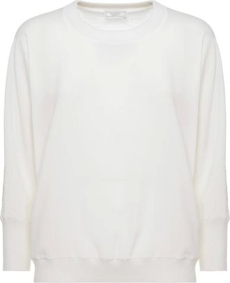PESERICO Femme, Pulls, Blanc, Taille: 40 FR Pull en laine vierge &agrave; maille textur&eacute;e