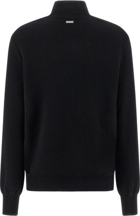 Ferragamo Ruffled Floral Insert Sweater - black