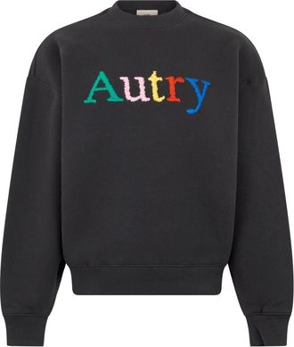 Autry SweaT-shirt &agrave; col rond avec logo brod&eacute; - Femme - Sweatshirts et sweats &agrave; capuche - Noir - Taille: 38 FR