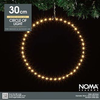 Noma Garden Art Cercle de lumi&egrave;re, 45 LED blanc chaud, 30 cm (lot de 1)