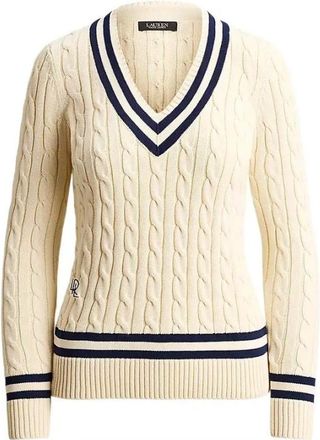 Ralph Lauren Femme, Pulls, Beige, Taille: 44 FR Vesta V-neck Tricots