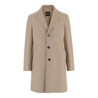 HUGO BOSS Schmal geschnittener Mantel aus Wollmischgewebe - - Coats - Herren - Beige - M