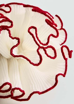 Mango Chouchou fleuri avec liser&eacute; contrast&eacute; &eacute;cru - Femme - Taille unique - MANGO