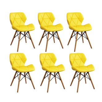 Milani Home Set Di 6 Sedie Da Cucina Moderna Di Design In Ecopelle Di Design Similpelle Stile Moderno Gambe In Legno Per Sala Da Pranzo, Cm 41x49x71 H