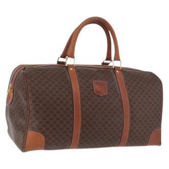 Celine Sac Boston en toile pr&eacute;-aim&eacute; - Femme - Pre-owned - Brun - Taille: ONE Size
