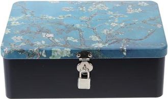 Amosfun Bo&icirc;te De Rangement Avec Cadenas Et Cl&eacute; 24.5X18X8.5Cm Bo&icirc;te En Fer Blanc Motif Vintage Pour Organisation Maison Et D&eacute;coration