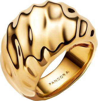 Pandora Pandora Welliger Statement-Ring aus 14 Karat Vergoldung, aus der Essence Kollektion, Gr. 52, 163884C00-52