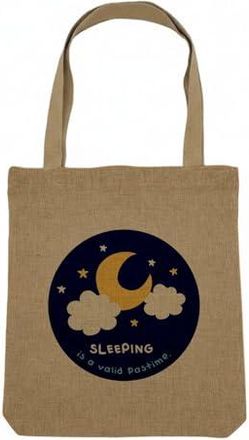 Fabulous Sac Shopping Tote Bag Aspect Lin - Sleeping is a Valid Pastime Humour Illustration Imagination Minimaliste - Sac de Courses Toile Epaisse 360g Beige N