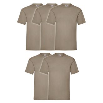 Fruit Of The Loom 5er Pack Valueweight T-Shirt + GRATIS MyShirt Stoffbeutel, Farbe:Khaki, Gr&ouml;&szlig;e:3XL