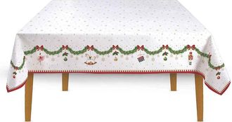 Easy Life Rechteckige Weihnachtstischdecke mit Magie de Noel-Dekorationen 180×145 cm