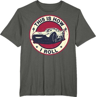 Disney Pixar Cars 2 Lightning McQueen How I Roll Circle Text T-Shirt
