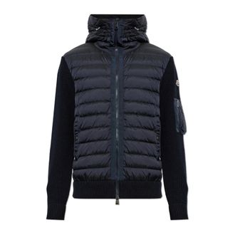 Moncler Homme, Pulls, Bleu, Taille: XL Cardigan &agrave; col roul&eacute; avec devant matelass&eacute;