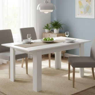 Dmora Ausziehbarer Caladora-Tisch, mehrfach verstellbare ausziehbare Konsole, Esstisch mit Verl&auml;ngerung, 140/190 x 90 x 77 cm, Wei&szlig;