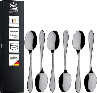 Gehring Gehring Solingen Focus Dessertl&ouml;ffel 6 St&uuml;ck I Edelstahl Besteck I L&ouml;ffel Set I sp&uuml;lmaschinengeeignet I Made in Germany
