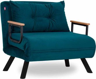 Les Tendances Les Tendances - Fauteuil convertible 1 place tissu coton ultra doux vert - Dimensions L 60 x P 65 x H 78 cm - Couchage 175 x 60 cm