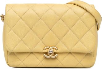 Chanel Hobo Bags - Small Quilted Caviar Chain Melody Flap - Gr. unisize - in Gelb - f&uuml;r Damen